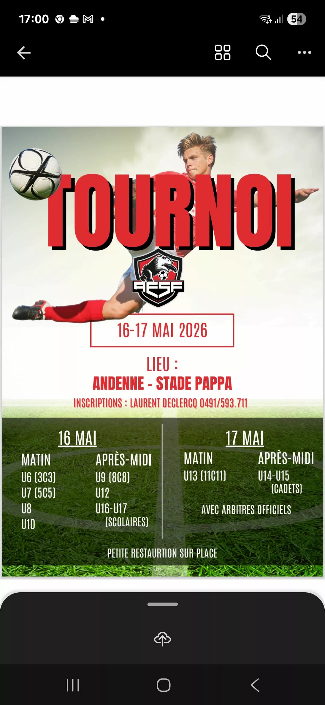 Tournoi 2026 U6, U7, U8, U9, U10, U12 & U17 de l'AESF - Andenne - Tournois de football